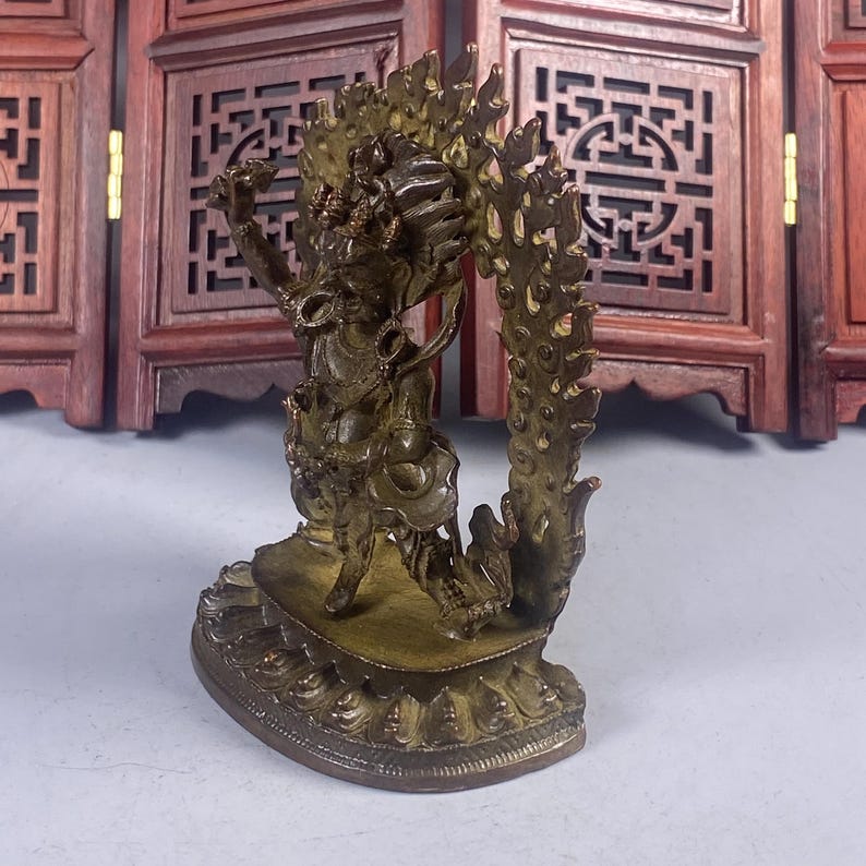 Hand-carved Vajrapani Guardian Deity Statue Amulet of Tibetan Buddhism ...