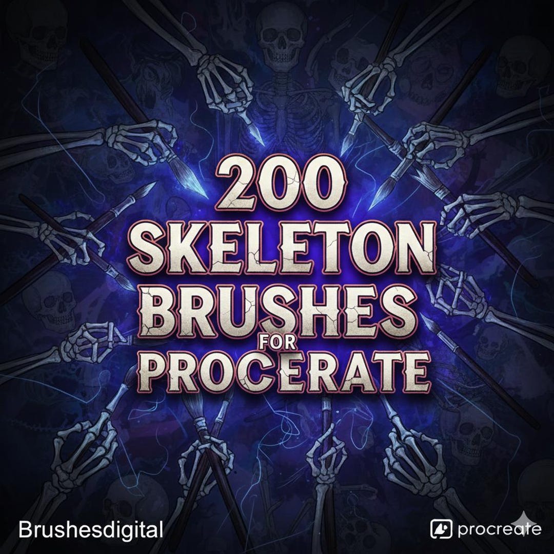 200 Skeletons Brushes for Procreate, Horror Brushes,gothic Brushes ...