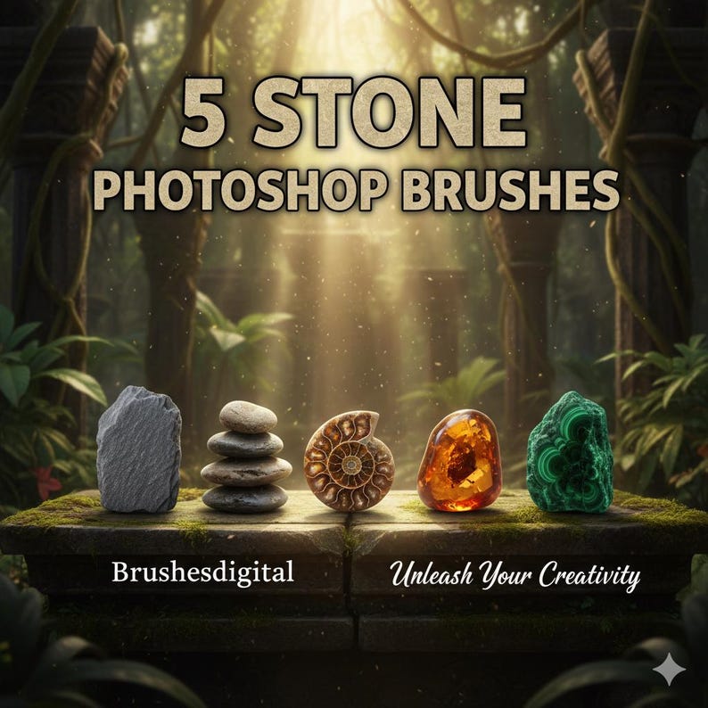 5 Stone Photoshop Brushes,stone Texture Brushes,realistic Brushes,rock ...