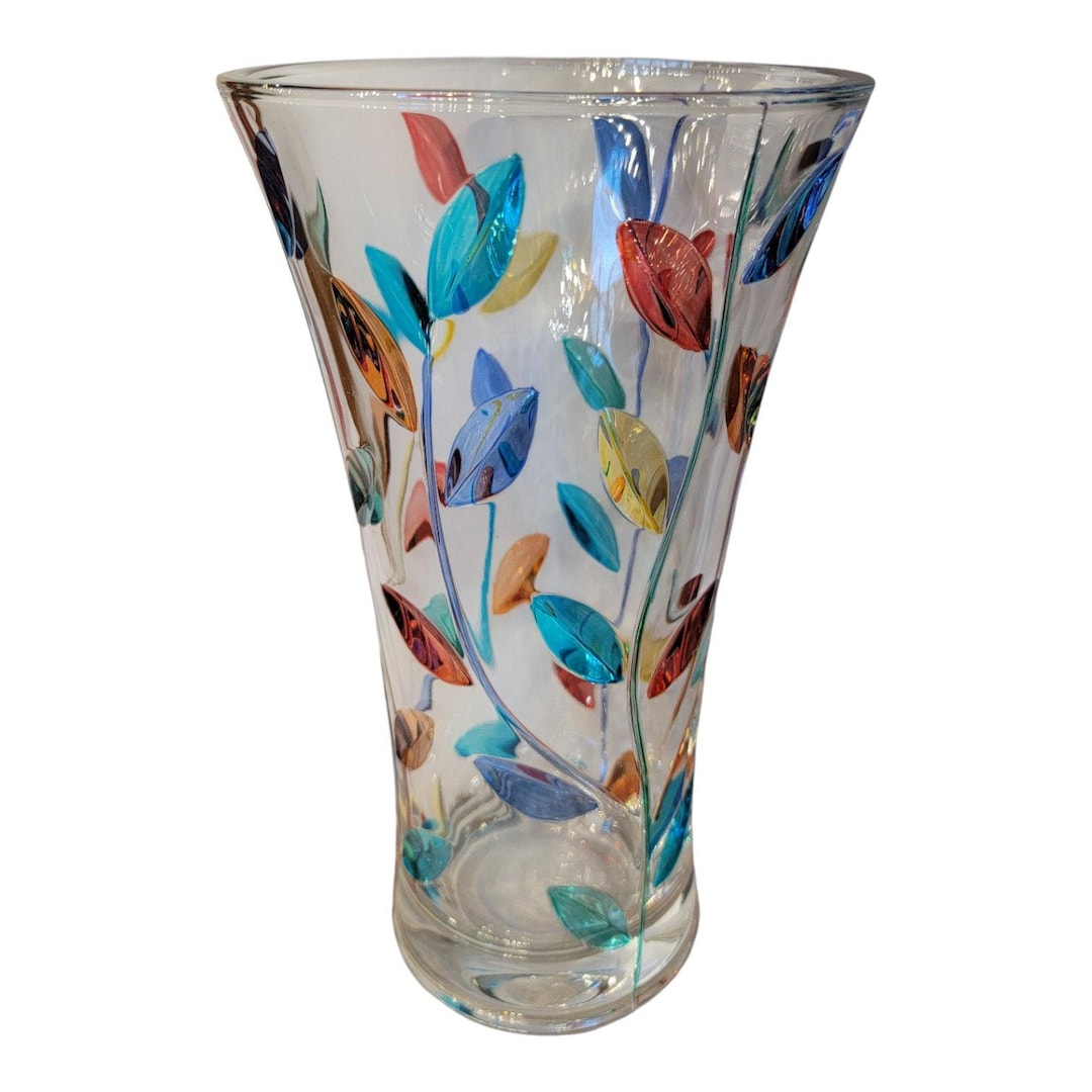 CC Zecchin Style Murano Italy Hand Decorated Leaf Art Glass Vase 10" - Etsy