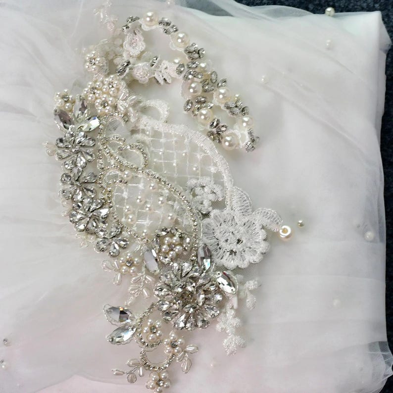 Bridal Cape Veil Pearl Beaded Wedding Veil, Cathedral Length Bolero ...