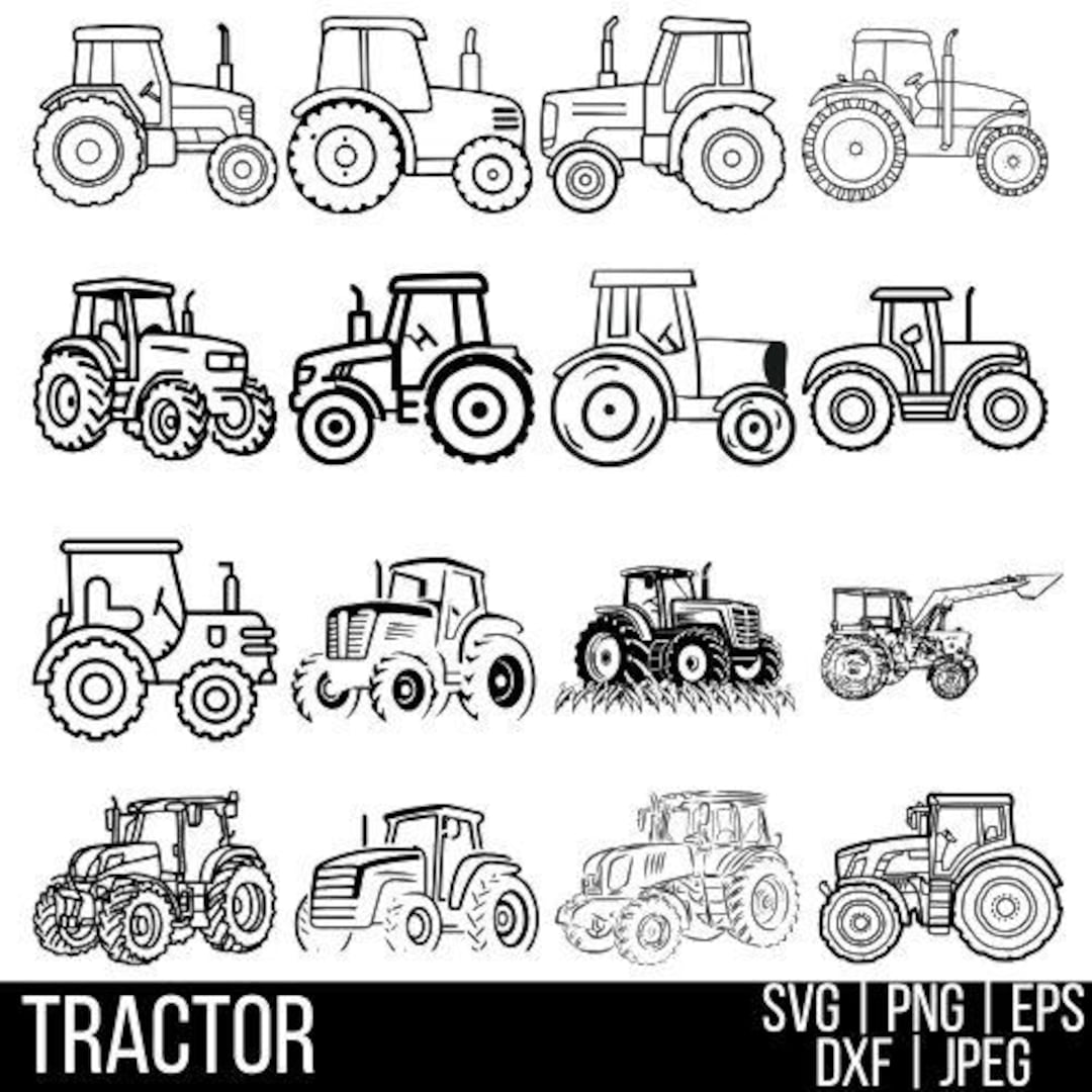 Tractor SVG Bundle, Farm Clipart, Silhouette Cut Files (digital ...