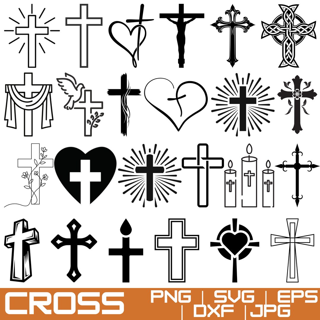 Cross SVG Bundle, Grunge Jesus Styles, Faith Religious Clipart (digital ...