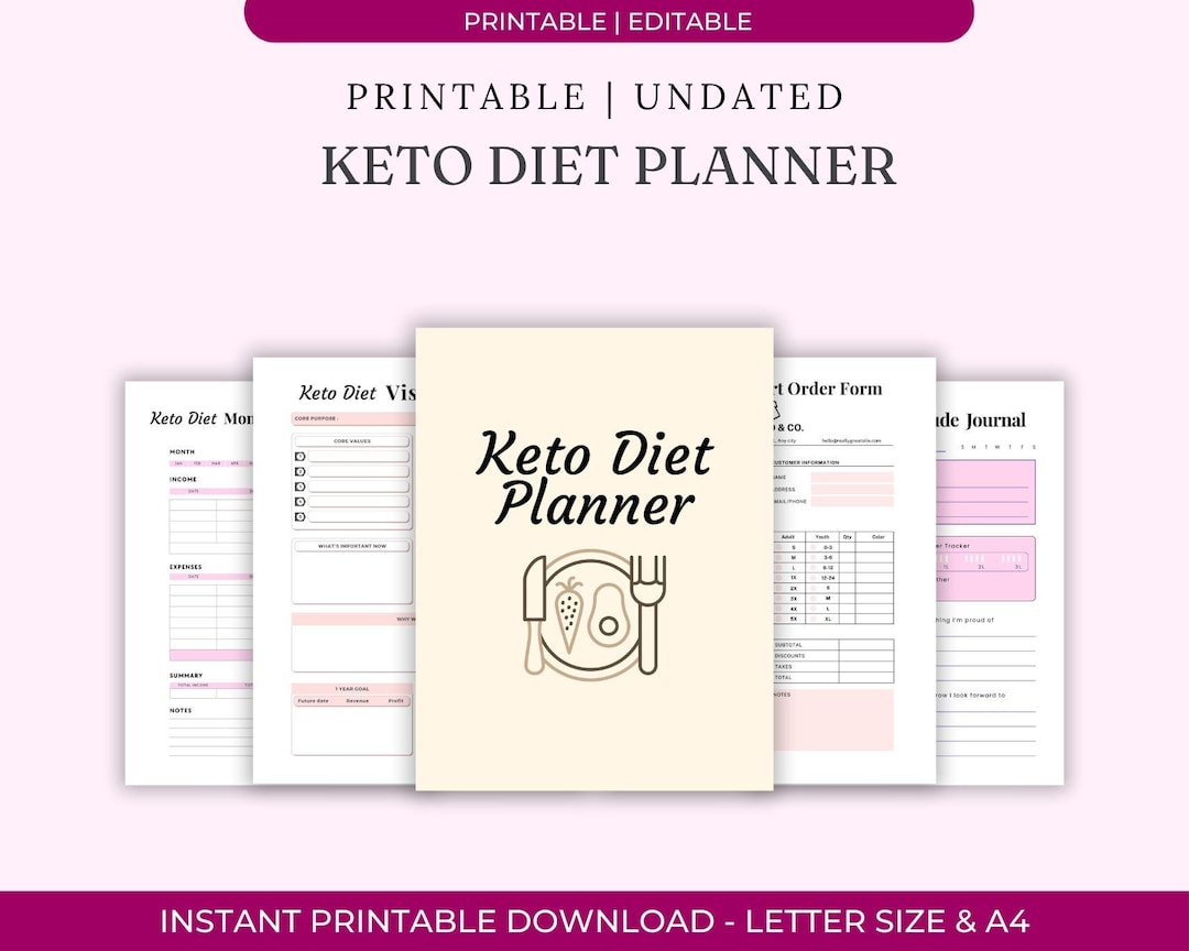 Keto Diet Planner Printable | Low Carb Meal Tracker | Ketogenic Food ...