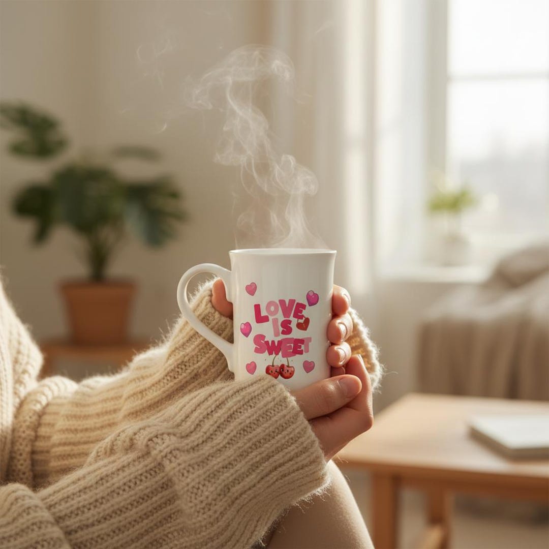 Slim White Porcelain Mug - Perfect Valentine Gift for Coffee, Tea & Hot ...