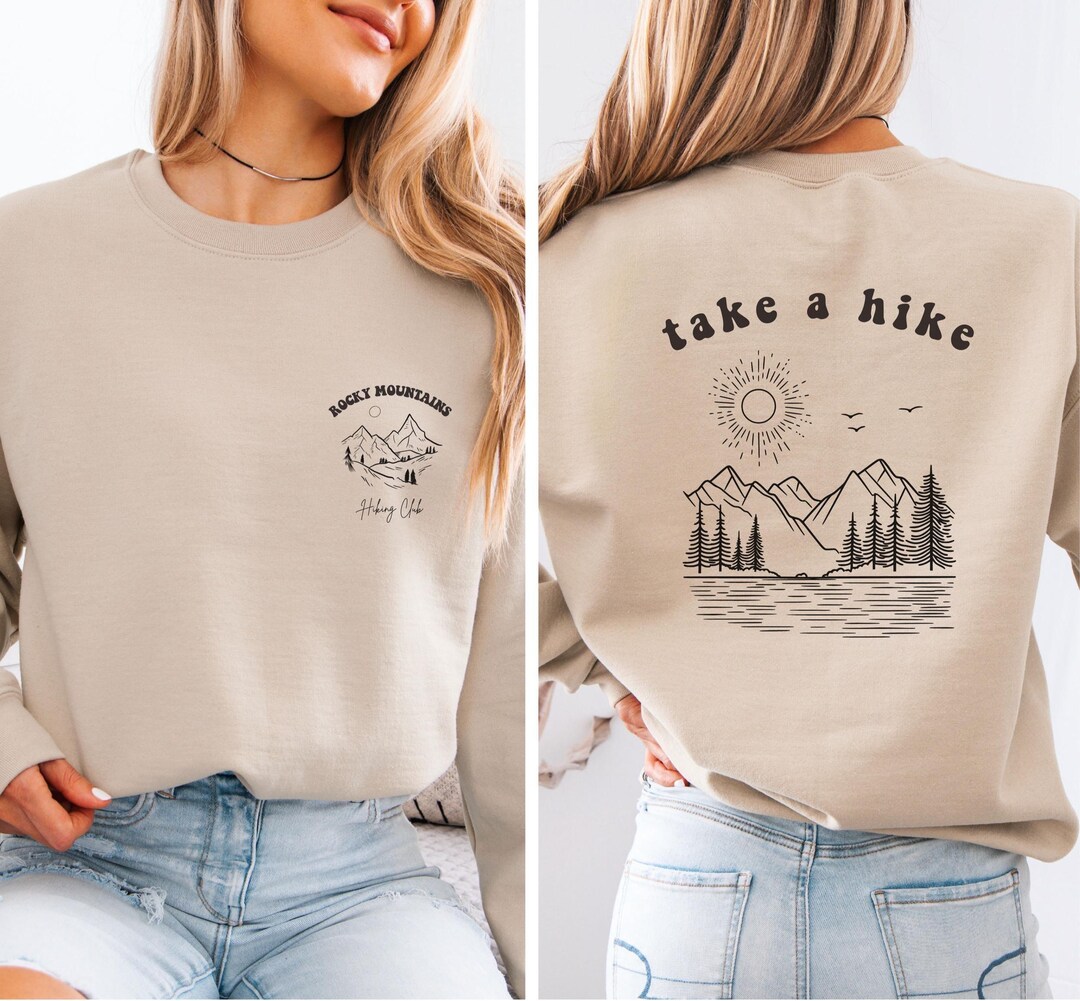 Custom Front and Back Hiking Sweater, Adventure Travel Camping ...