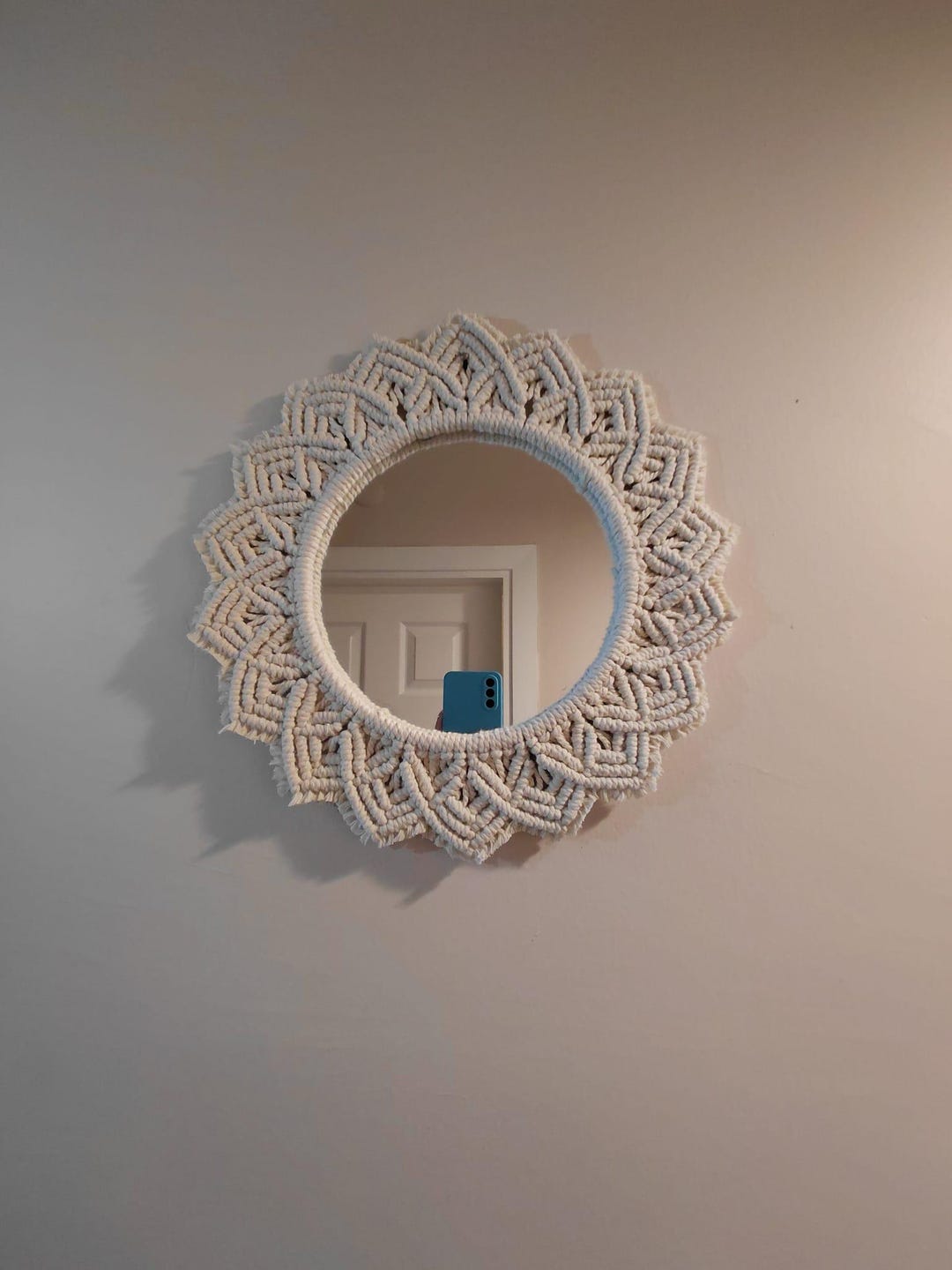 Boho Macrame Wall Mirror – Handwoven Cotton Mirror Decor - Etsy