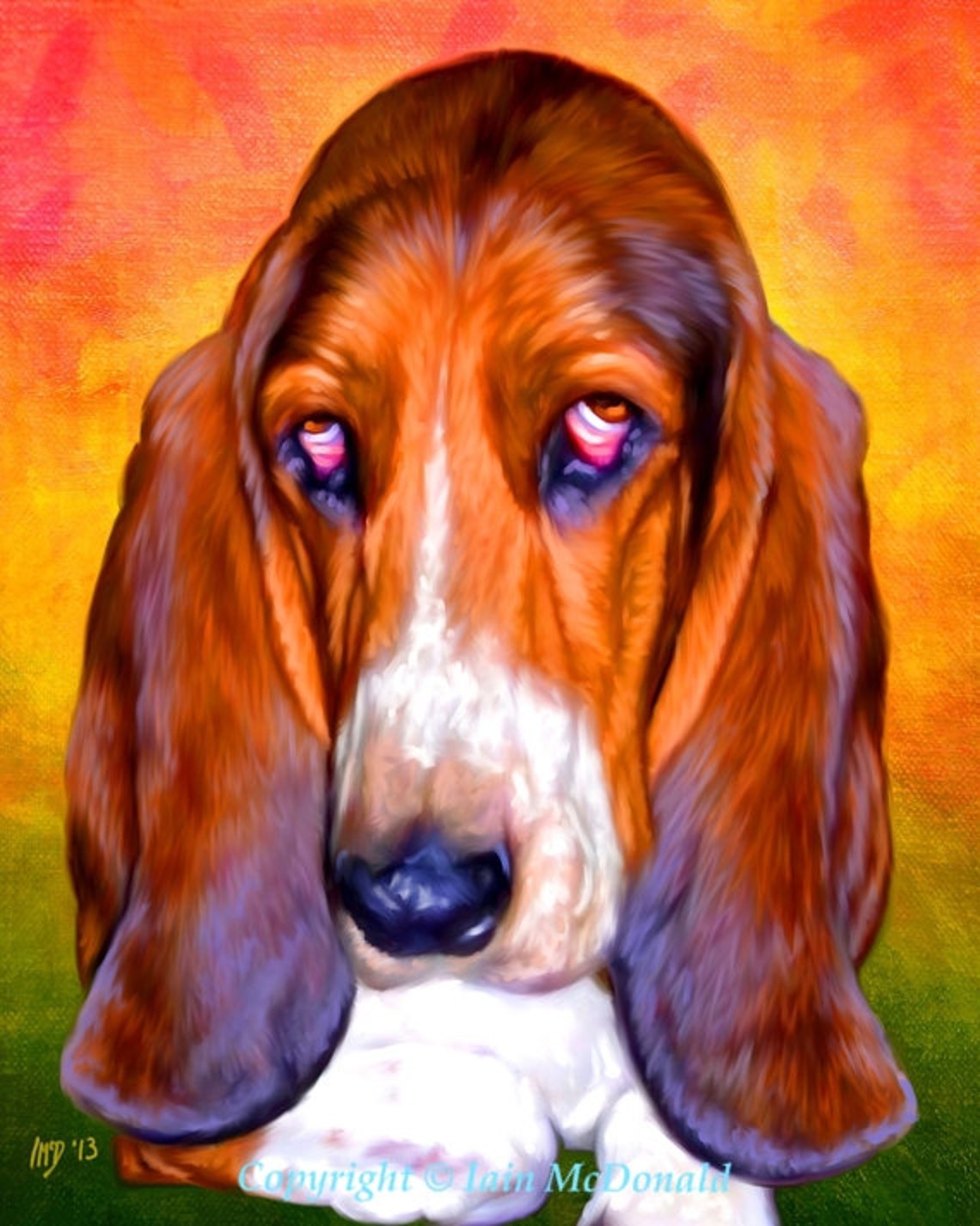 Basset Hound Portrait Custom Basset Hound Portrait Basset - Etsy