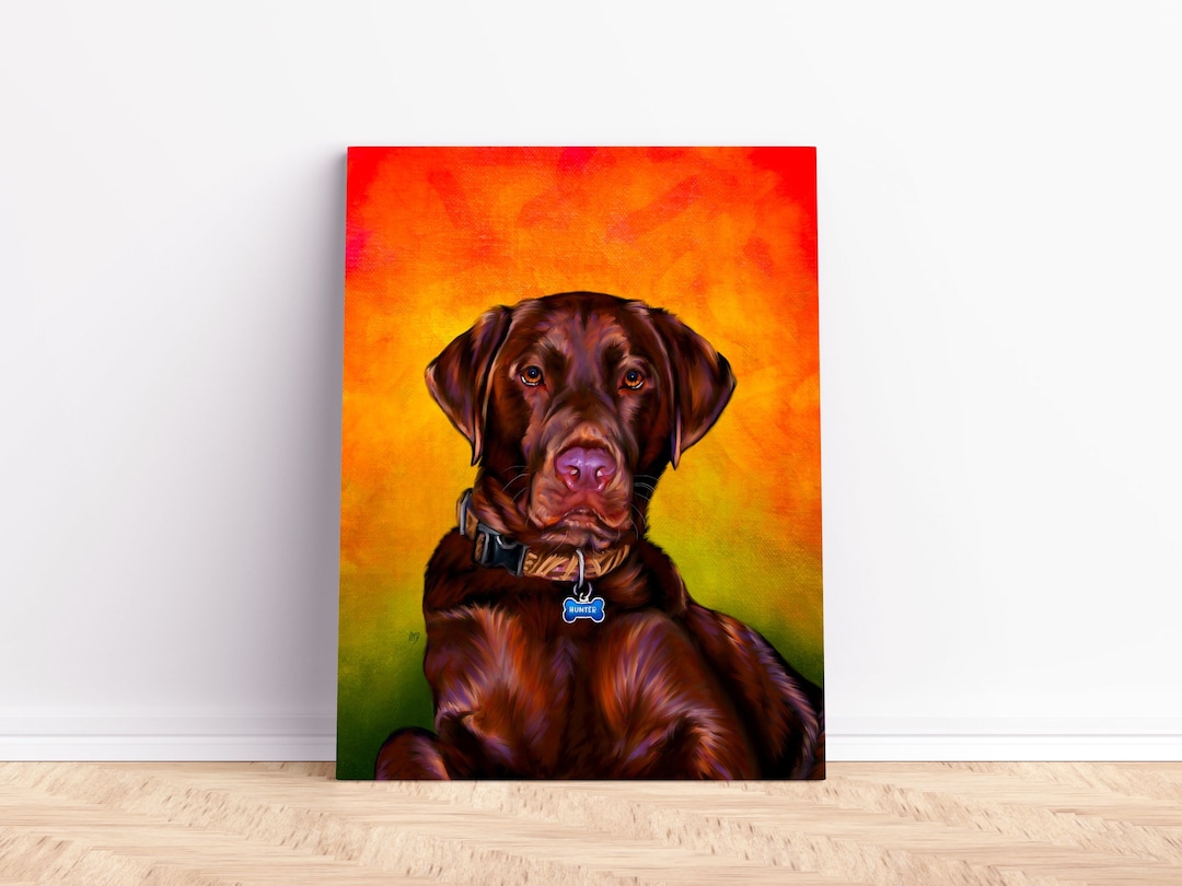 Chocolate Labrador Portrait, Chocolate Lab Art, Chocolate Labrador ...