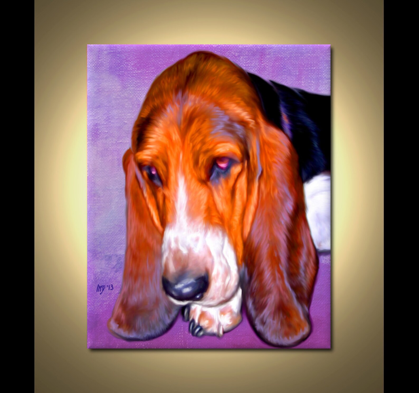 Basset Hound Portrait Custom Basset Hound Portrait Basset - Etsy