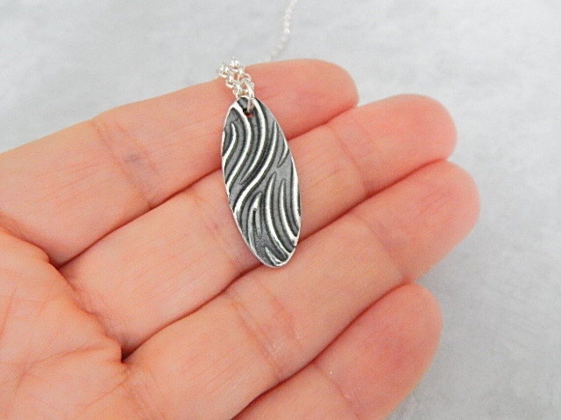 Modern Silver Necklace Texture Sterling Silver Pendant | Etsy
