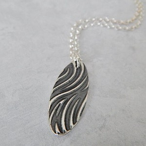 Modern Silver Necklace, Texture Sterling Silver Pendant, Metalsmith ...