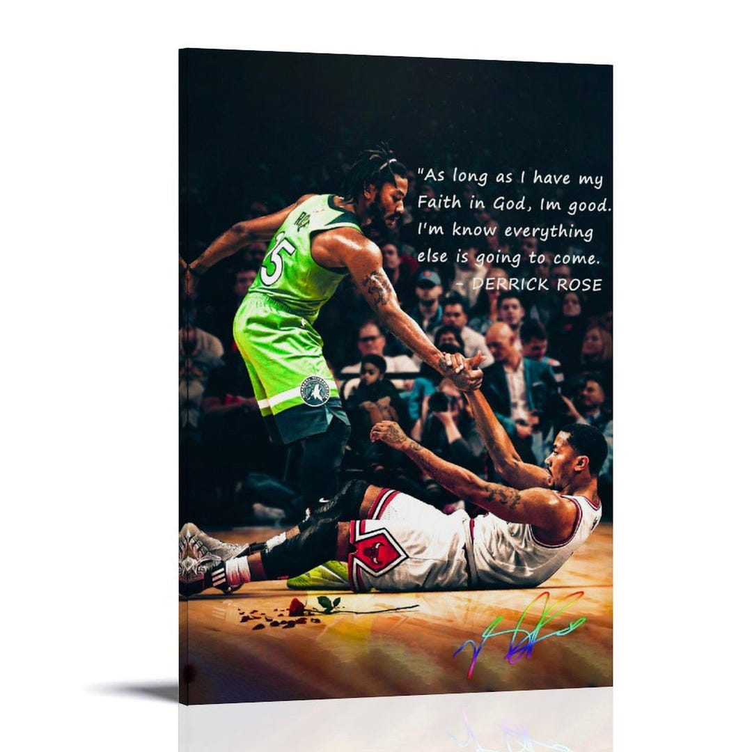Sports Star Derrick Rose Signed Inspirational Wall Art Picture Painting ...