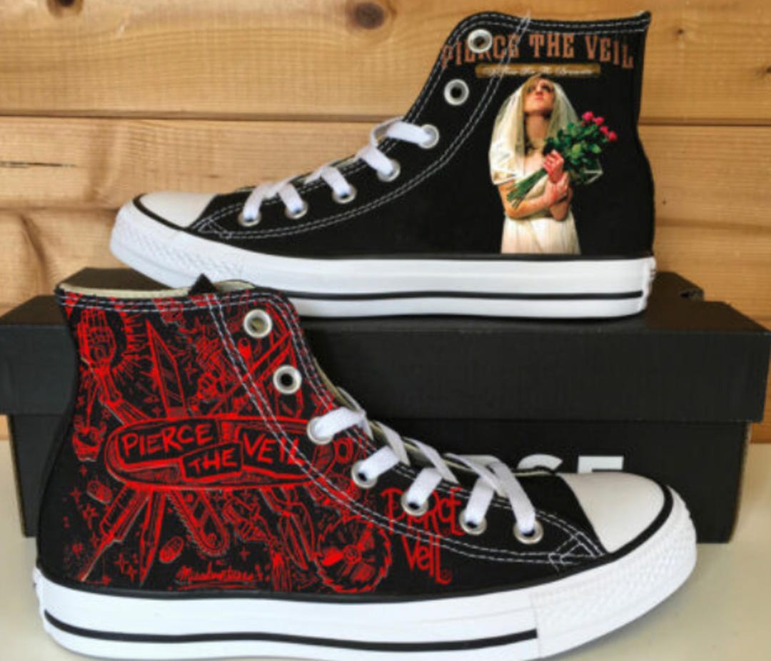 Handmadegothic Punk High Top Canvas Sneakers, Dark Art Graphic Shoes ...