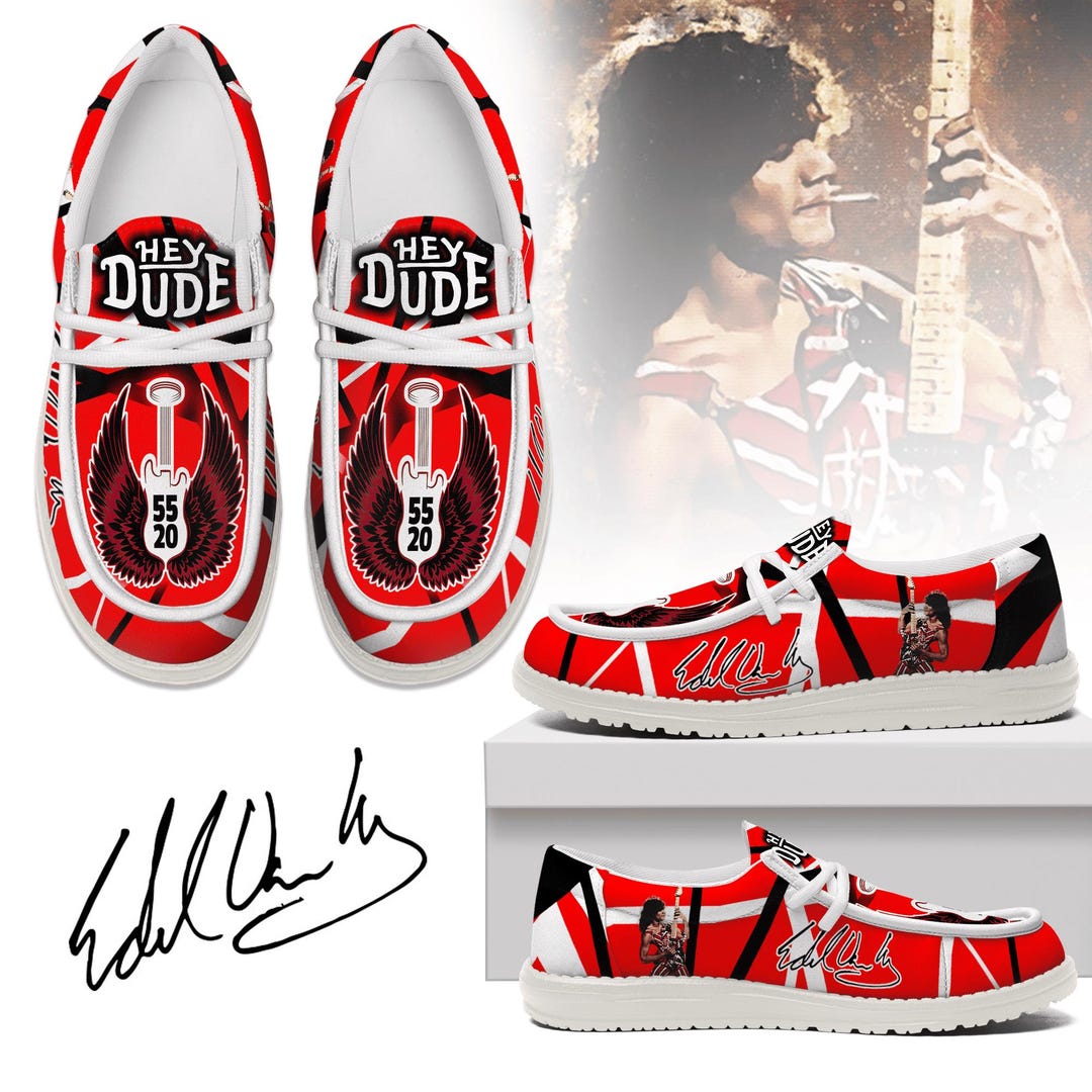 Custom Handmaderock Guitar Fan Art Slip on Canvas Shoes, Red Black ...