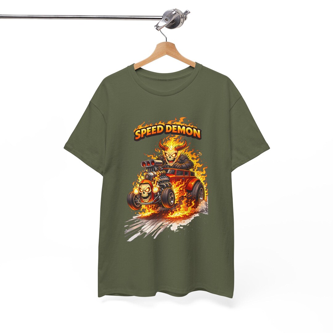 Speed Demon Flaming Skull Hot Rod T-shirt | Retro Biker Car Graphic - Etsy