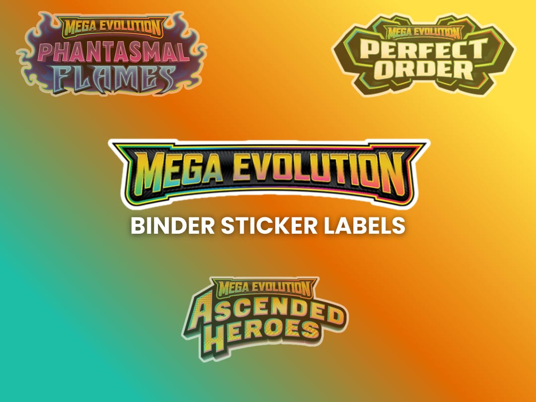 Pokémon Mega Evolutions TCG Binder Set Sticker Labels - Etsy