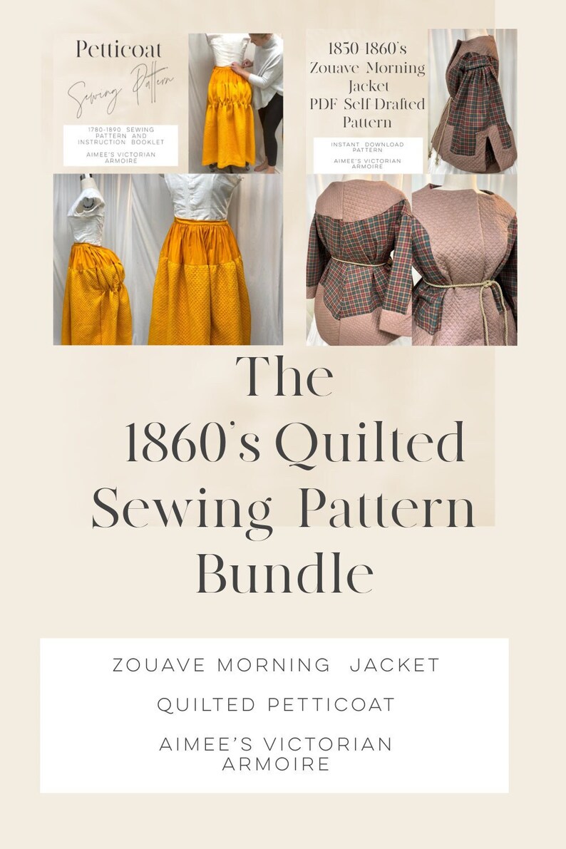 The 1860s Quilted Self-drafted PDF Sewing Pattern Bundle - Etsy