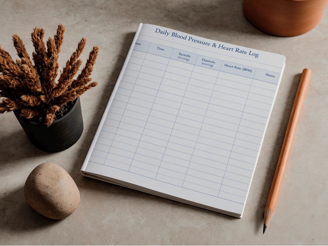 Blood Pressure Log Printable | Daily BP Tracker | Heart Rate Log ...