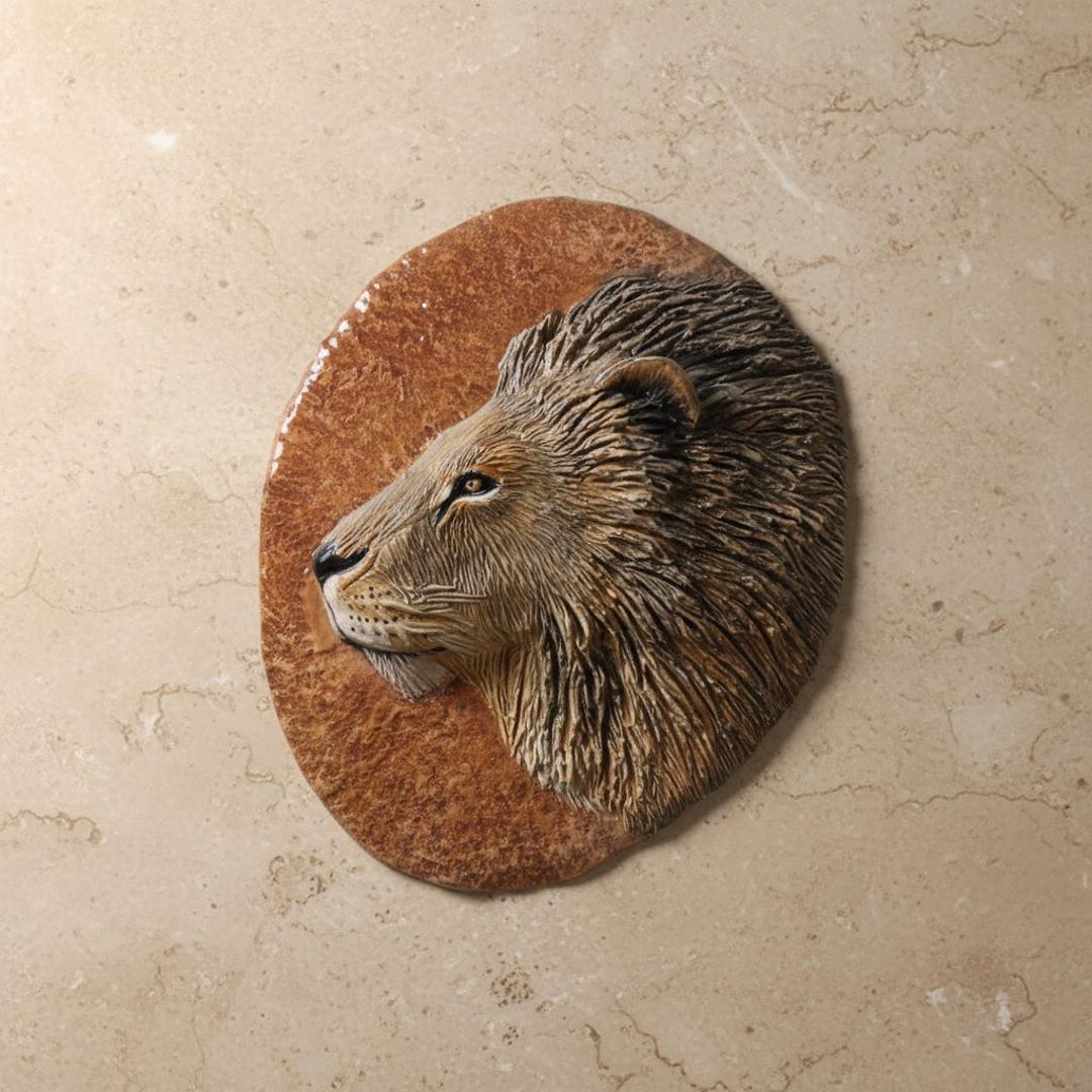 Handmade Ceramic Lion Head Wall Decor – Round Sculptural Art Object - Etsy