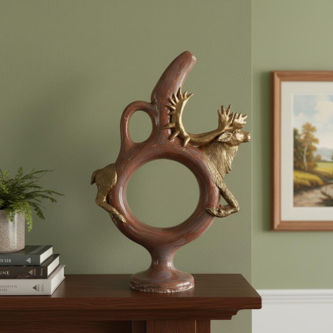 Handmade Ceramic Stag Sculpture Vase – Artistic Statement Decorative ...