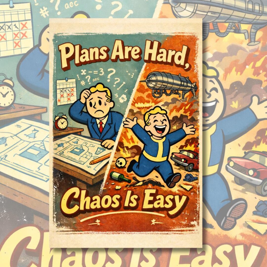 Plans Are Hard Chaos is Easy Poster | Retro Cartoon Wall Art | Vintage ...