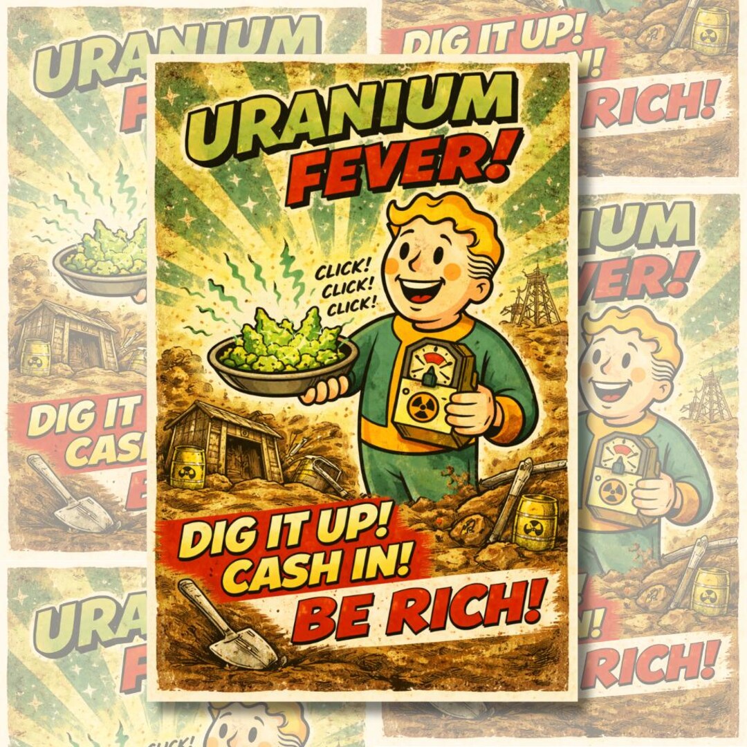 Uranium Fever Poster Pip Boy Inspired | Retro Atomic Mining Art | A4 ...