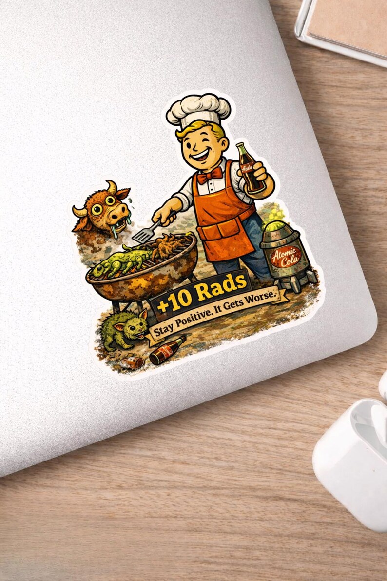 Funny Post Apocalyptic Sticker | Retro Nuclear BBQ Vinyl Sticker | Dark ...