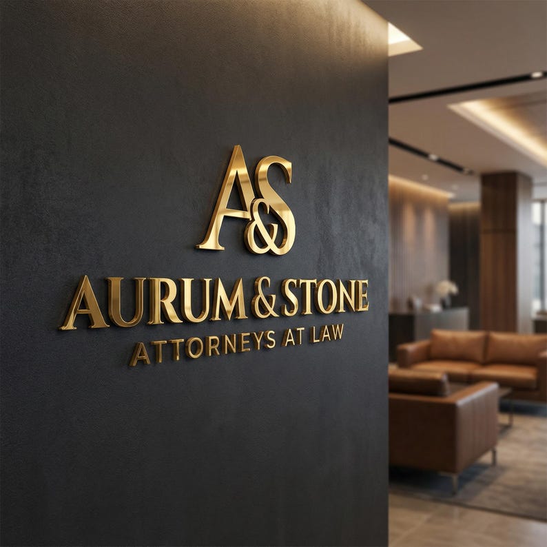 Custom Law Firm Sign | Gold 3D Acrylic Attorney Logo | Lawyer Office ...