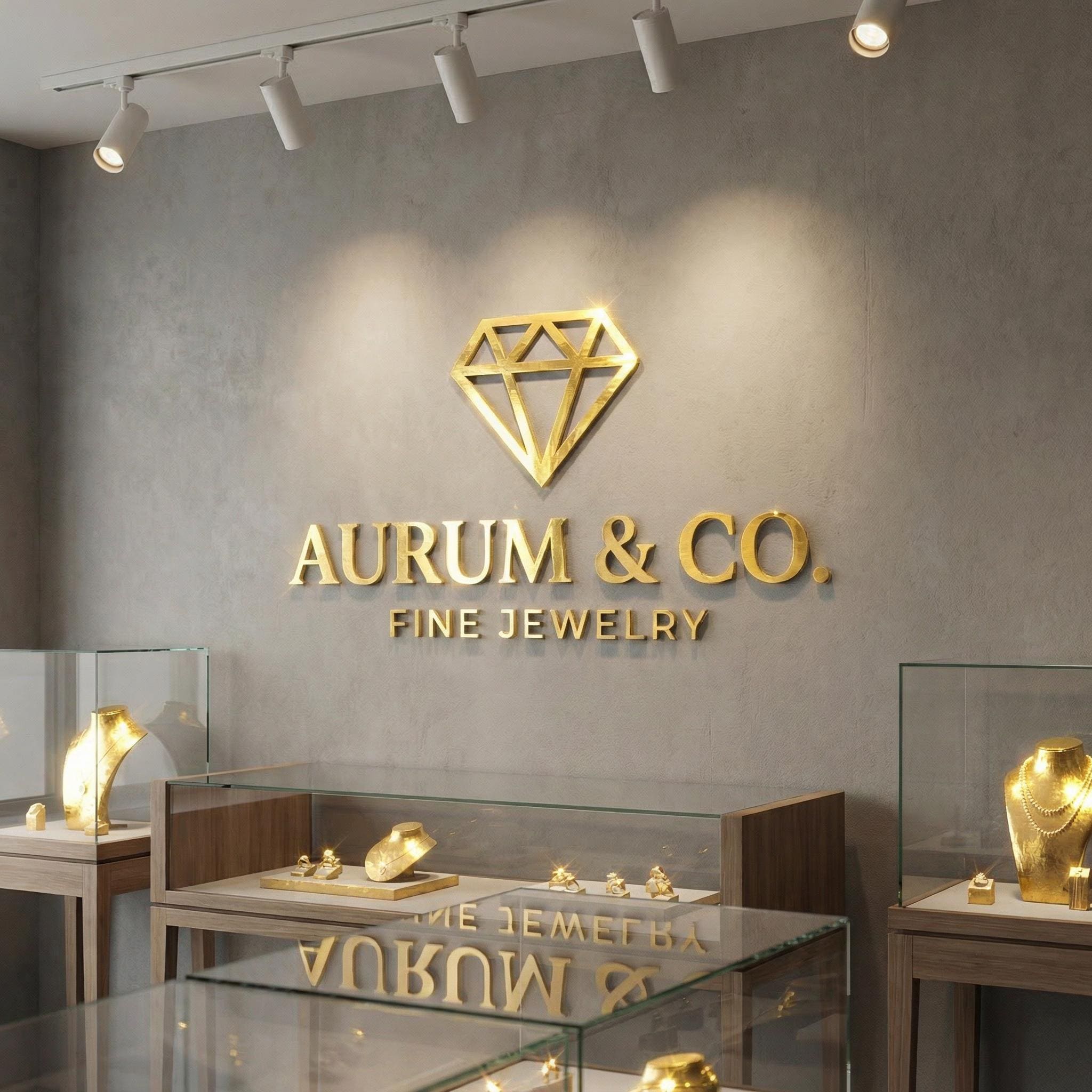 Custom Jewelry Store Wall Logo Sign – Gold Acrylic Boutique Branding ...