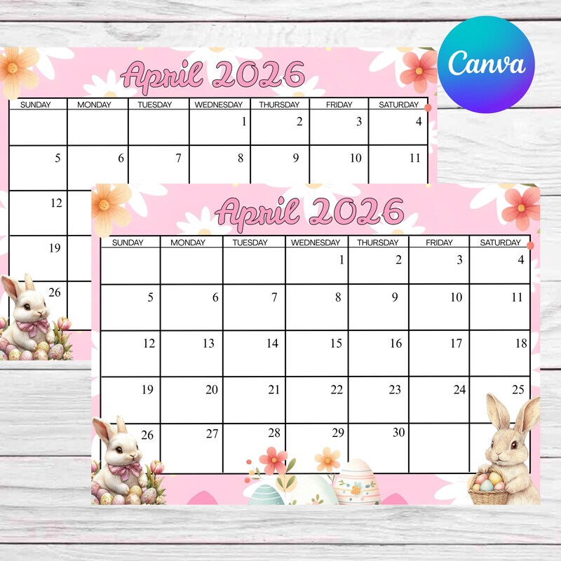 April Theme Calendar - Etsy