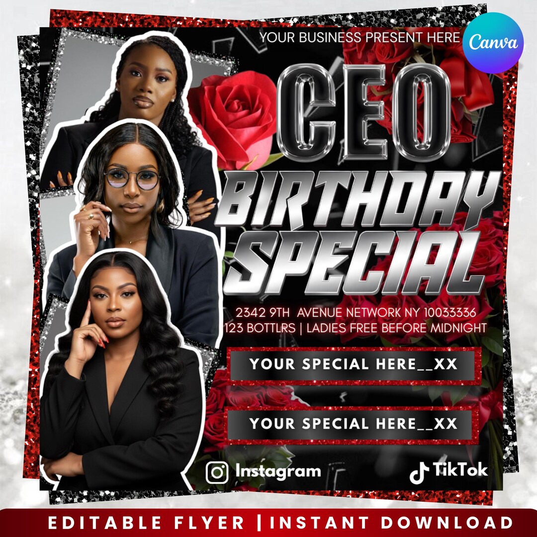 CEO Birthday Flyer, Editable Canva Template (instant Download - Etsy