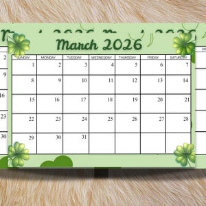 March 2026 Editable Calendar, School Planner, Vacation Printable ...