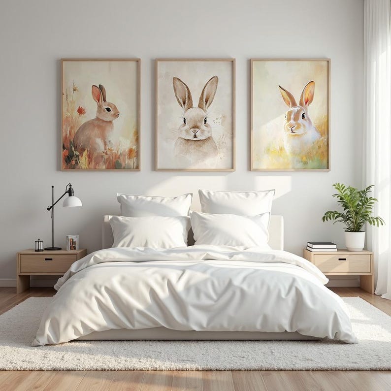Easter Bunny Wall Art Bundle - 16 High-quality Digital Prints, Artistic ...