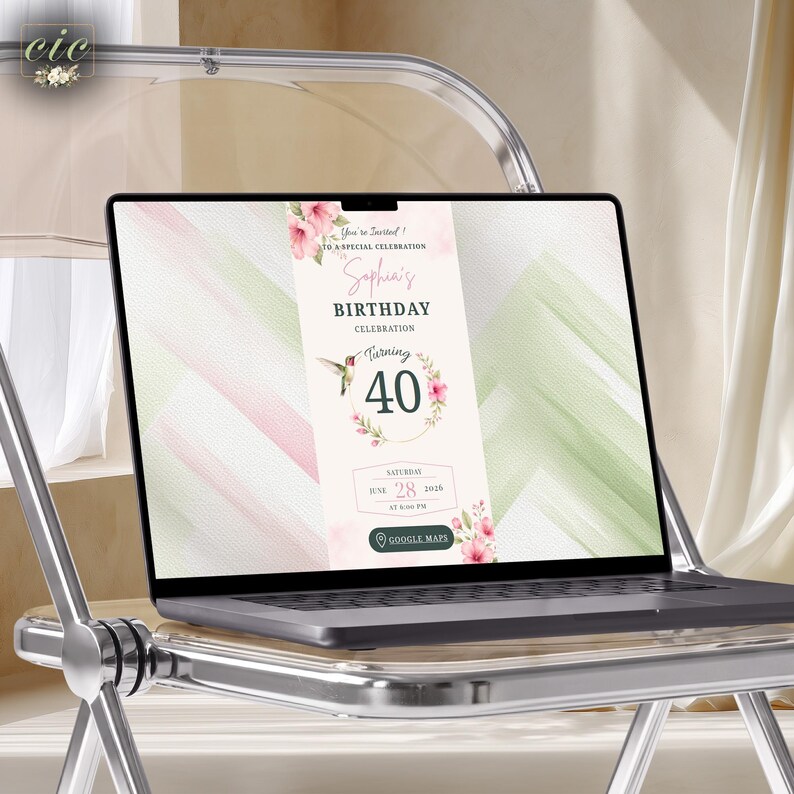 Pink Floral Hummingbird Birthday Website Invitation, Animated Canva ...