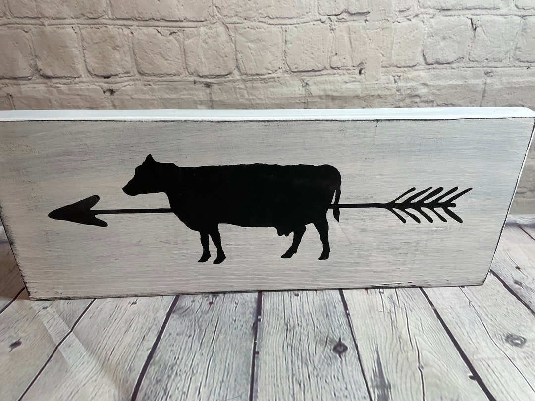 Cow Arrow Sign, Farmhouse, Home Decor, Farm Life, Cows, Small Sign ...