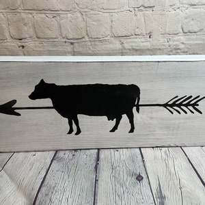 Cow Arrow Sign, Farmhouse, Home Decor, Farm Life, Cows, Small Sign ...