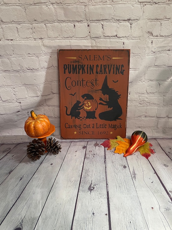 Pumpkin Carving Halloween Sign/ Primitive Sign/ Halloween - Etsy