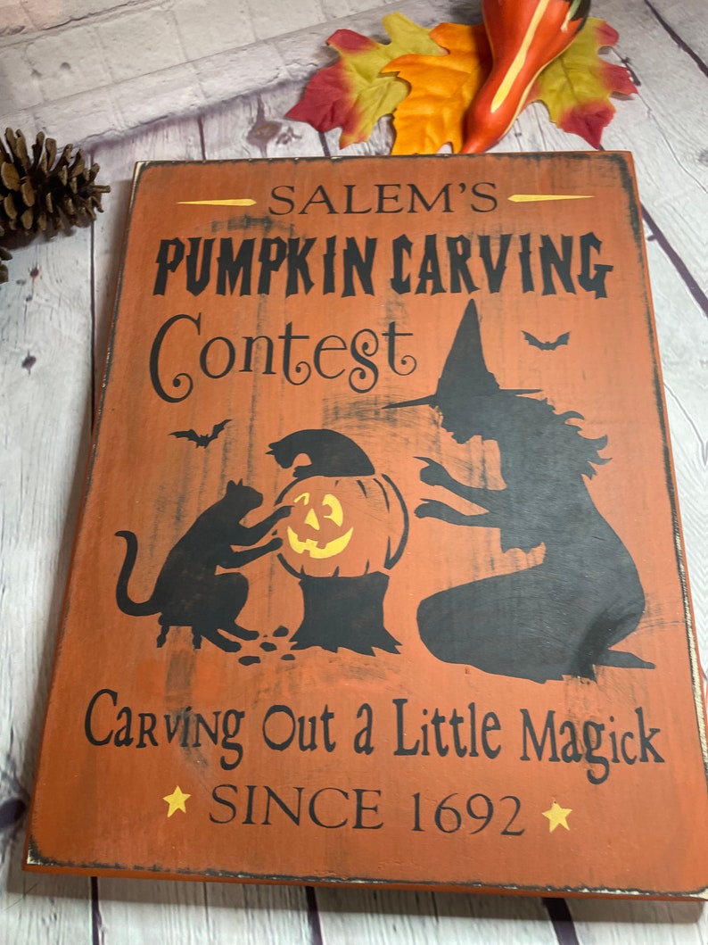 Pumpkin Carving Halloween Sign/ Primitive Sign/ Halloween Primitive ...