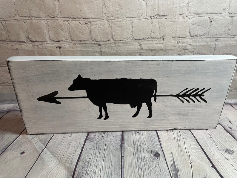 Cow Arrow Sign, Farmhouse, Home Decor, Farm Life, Cows, Small Sign ...