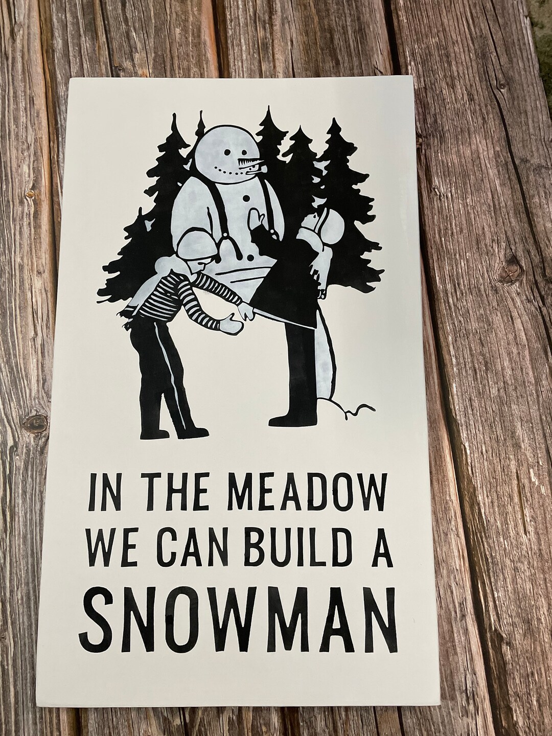 We Can Build a Snowman Wood Sign, Vintage Look Snowman Decor, Farmhouse ...
