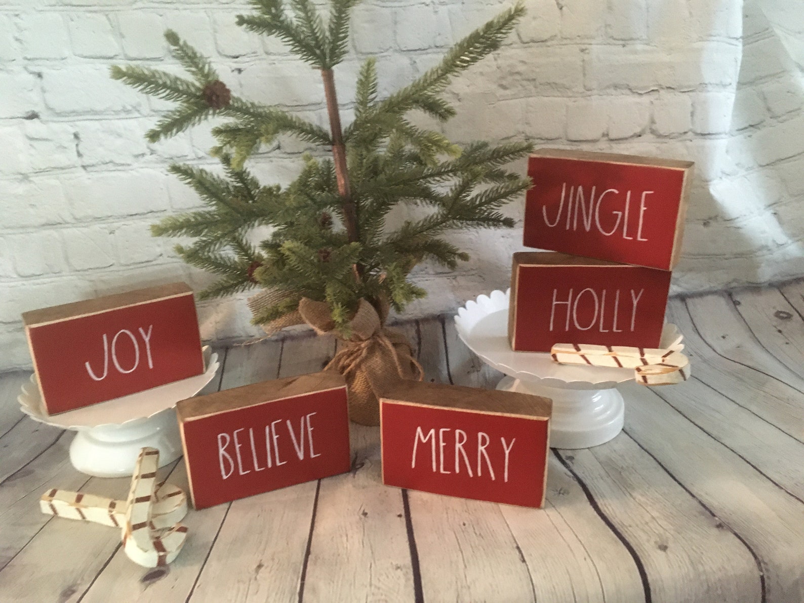 Christmas Words Wood Signs Chunky Block Farmhouse Style | Etsy