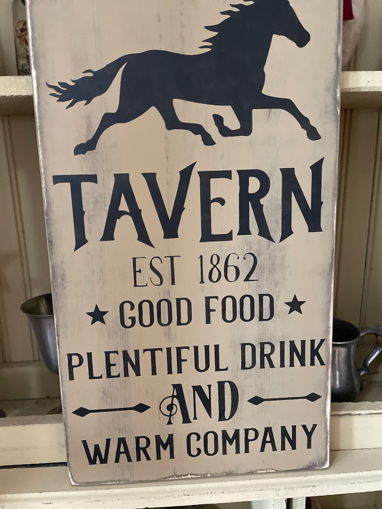Primitive Black Horse Tavern Wood Sign, Country, Folk Art, Primitive ...