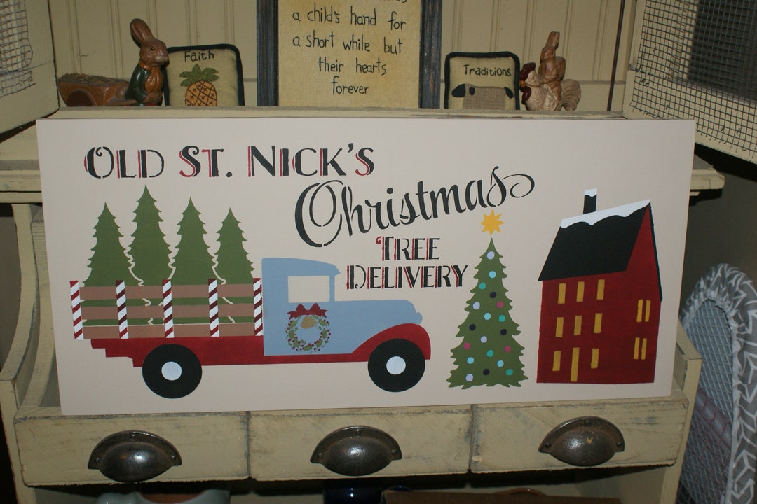 Old St. Nick Christmas Tree Wood Sign, Rustic, Country, Primitive - Etsy