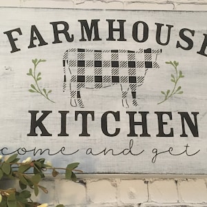 Farmhouse Kitchen/wood Sign/ Hand Painted/ Family/ Farmhouse/ Shabby ...