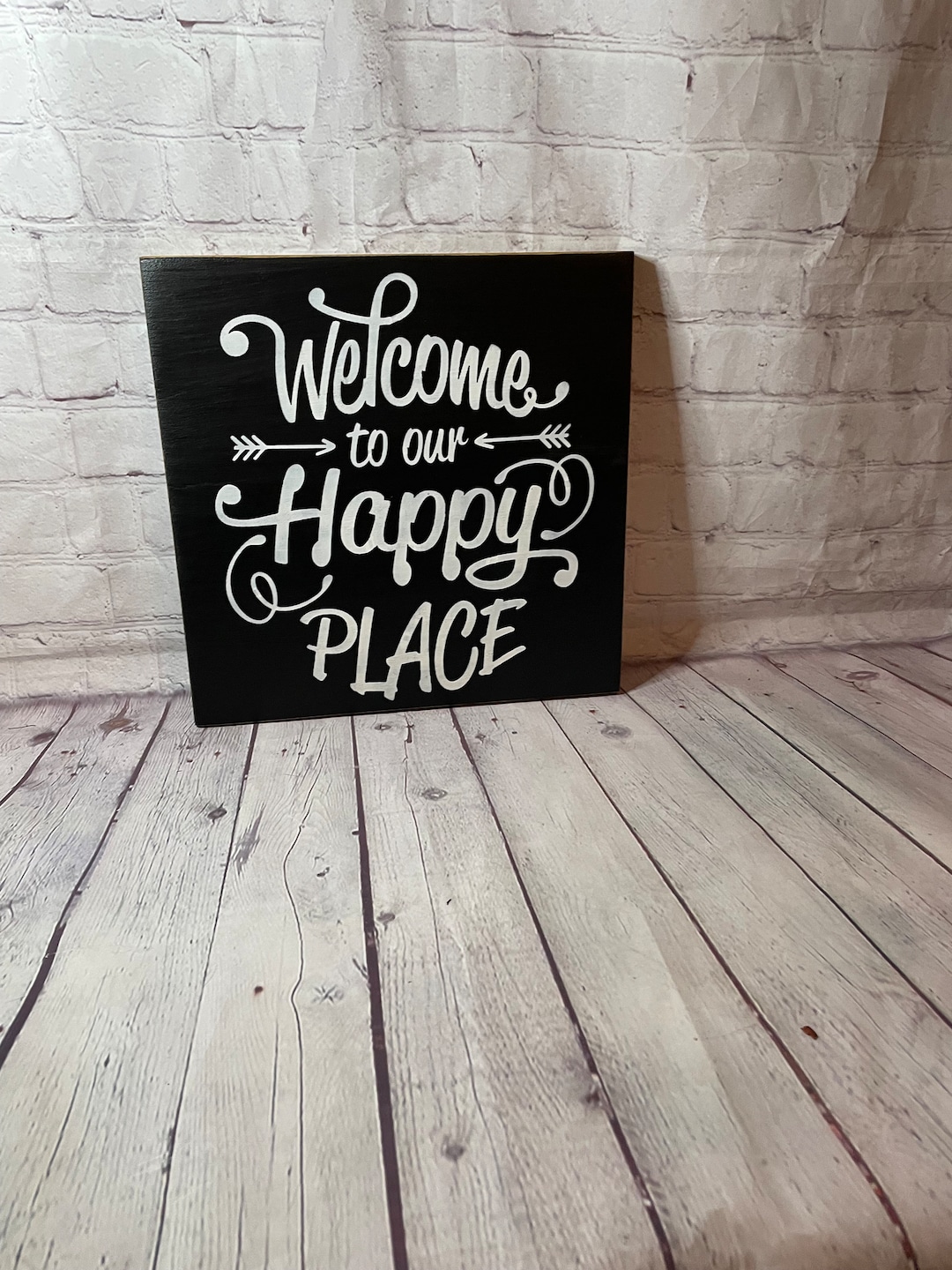 Welcome to Our Happy Place, Wood Sign, Primitive Style, Farmhouse Decor ...