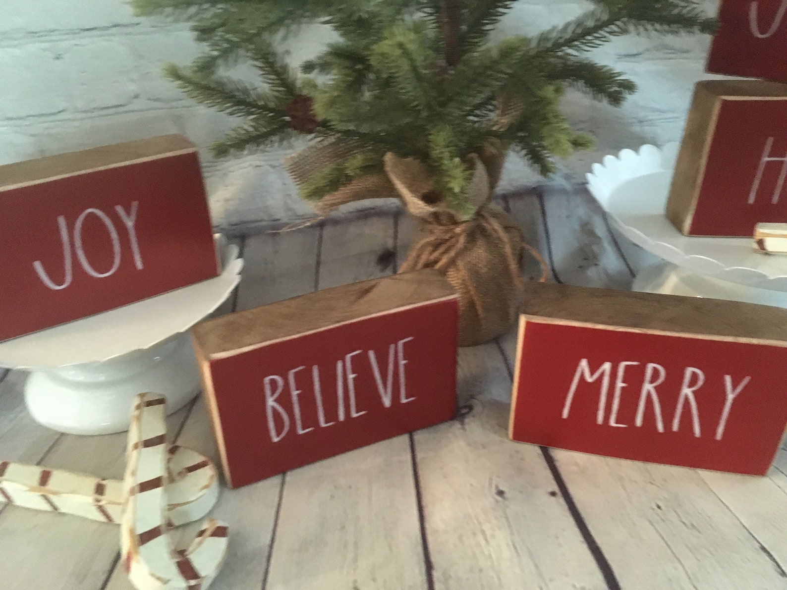 Christmas Words Wood Signs, Chunky Block, Home Decor, Farmhouse ...
