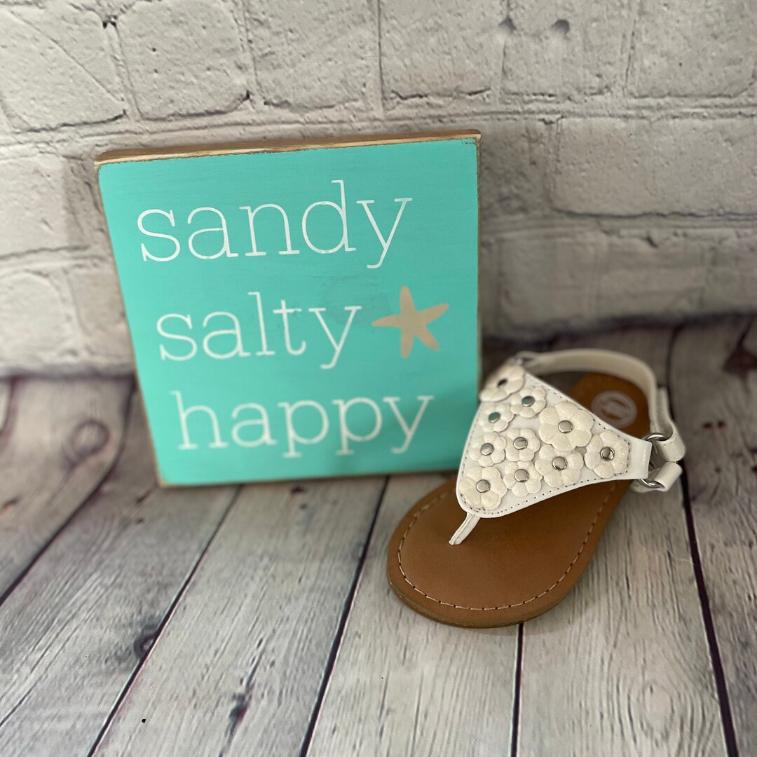 Beach Theme Mini Sign, Sandy Salty Happy Sign, Tiered Tray, Shelf ...