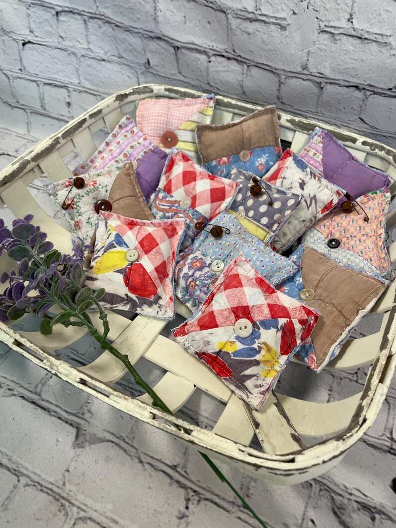 Mini Quilt Pillow Tucks, Set of 3, Bowl Fillers, Vintage Quilt, Shelf ...
