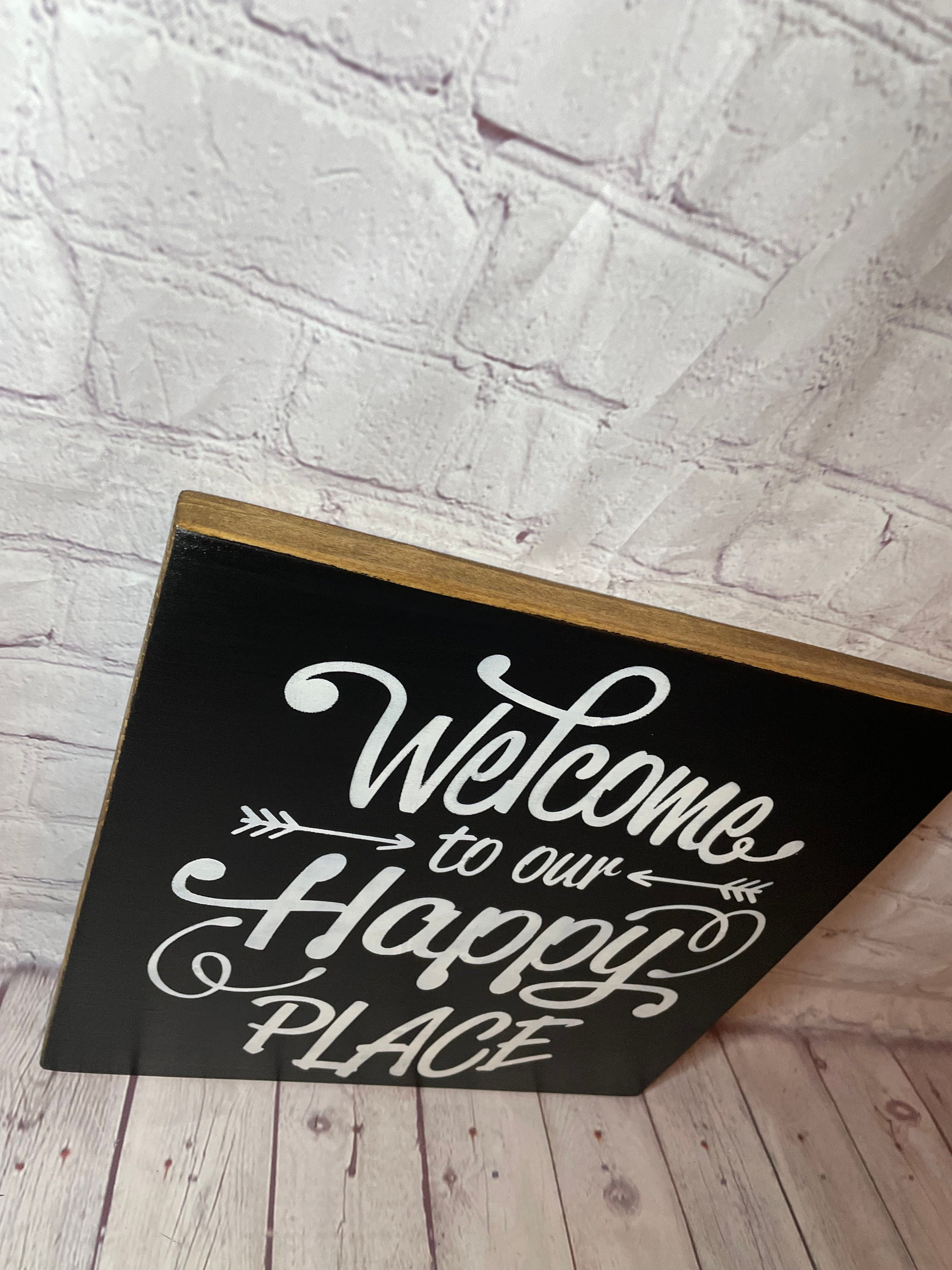 Welcome to Our Happy Place, Wood Sign, Primitive Style, Farmhouse Decor ...